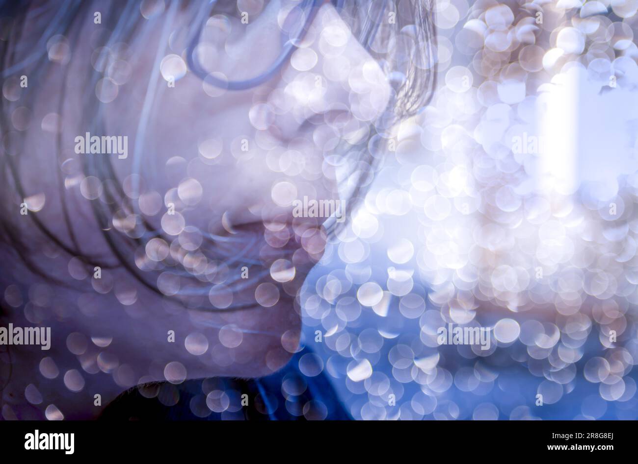 Woman Face with Light Effect Stock Photo - Alamy