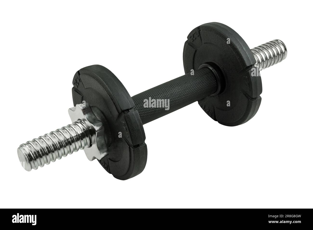 Black silver short barbell isolated on white background Stock Photo - Alamy