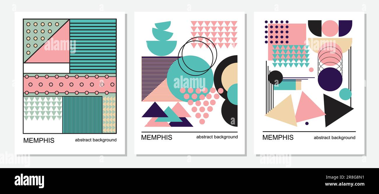 Neo Memphis banner templates vector illustration. Abstract bold ...