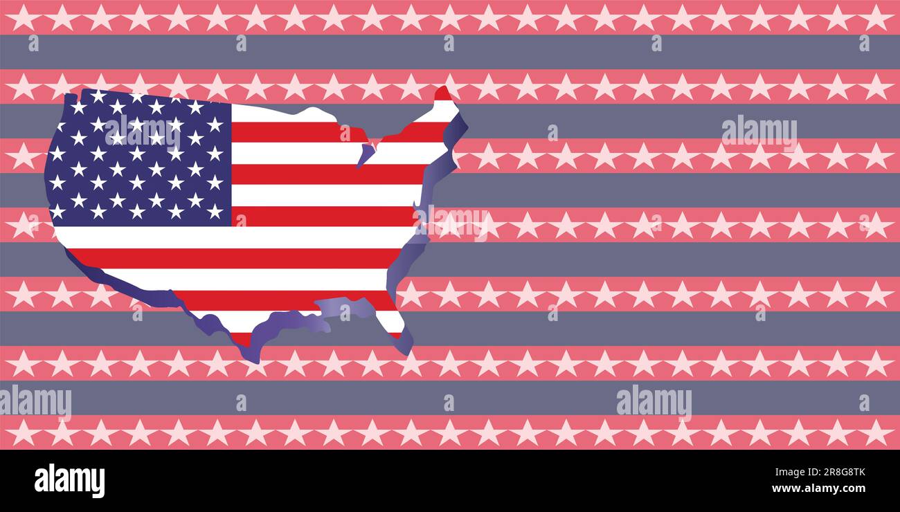Happy Independence Day America. Greeting card with flag and map ...