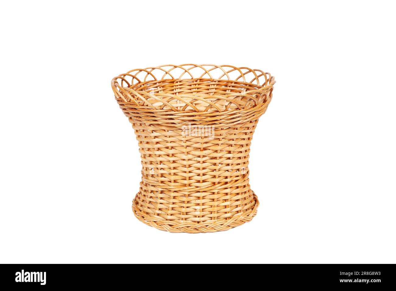 Wicker basket without a handle on a white background Stock Photo - Alamy