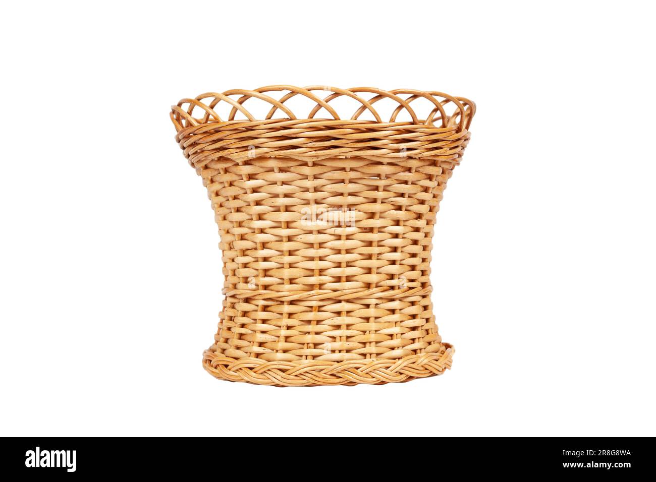 Wicker basket without a handle on a white background Stock Photo - Alamy