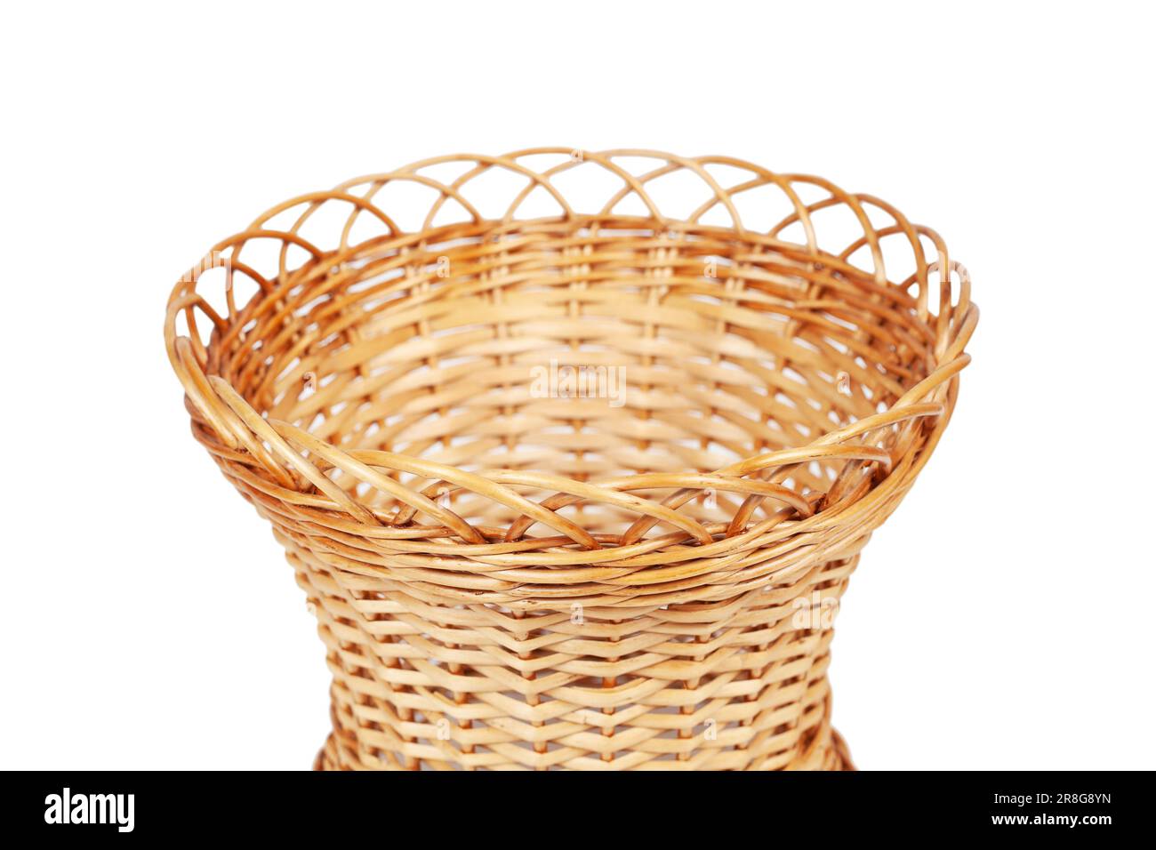 Wicker basket without a handle on a white background Stock Photo - Alamy