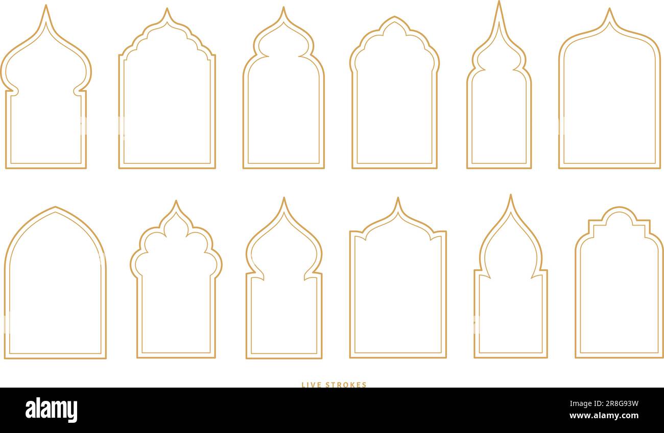 Islamic window frames illustrations collection. Arabian architecture ...