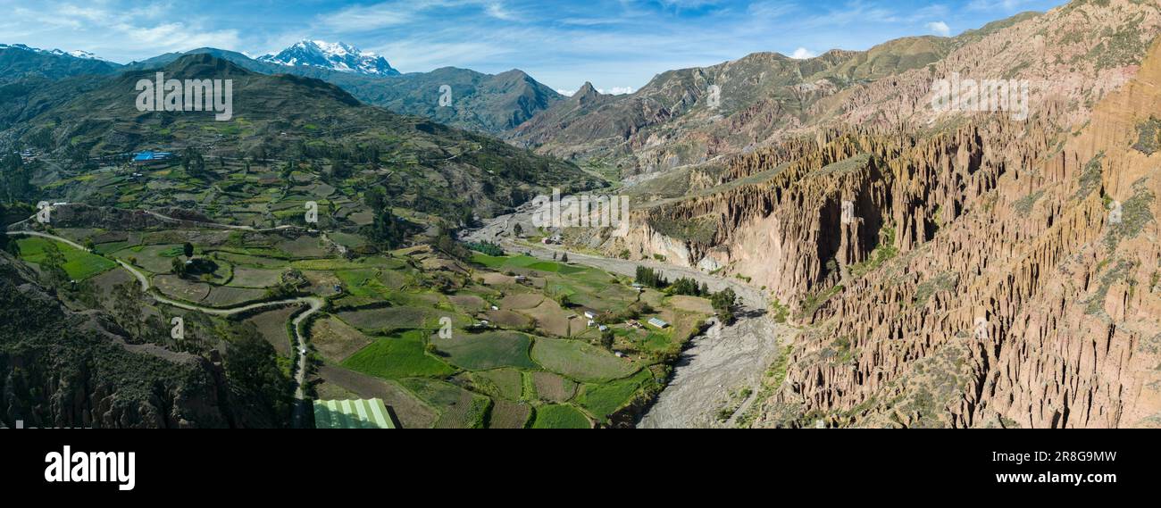 Aerial view of the beautiful Palca Canyon, a natural sight in the ...