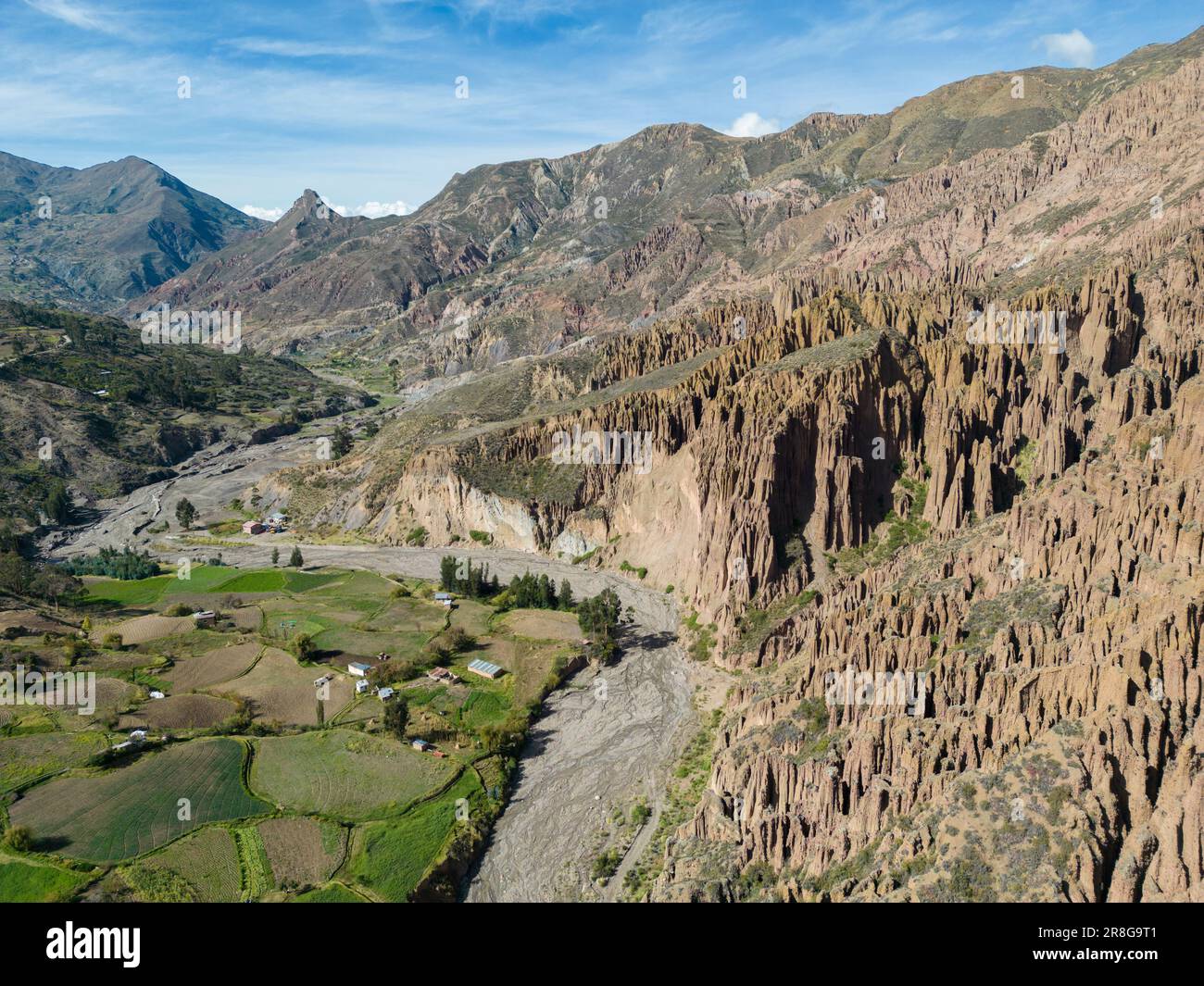 Aerial view of the beautiful Palca Canyon, a natural sight in the ...