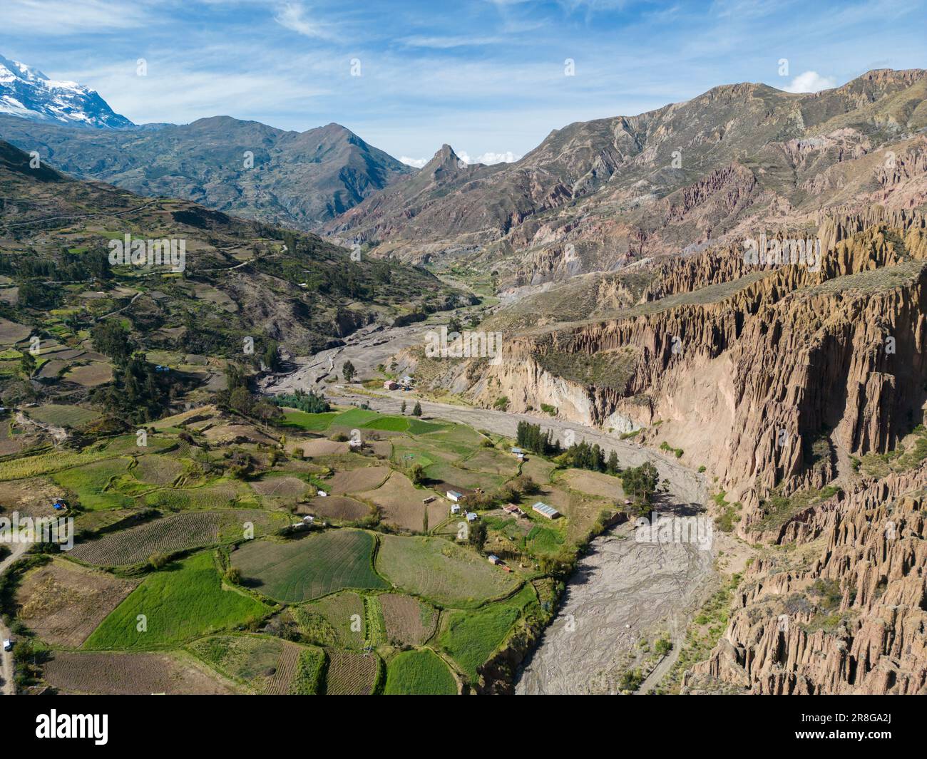 Aerial view of the beautiful Palca Canyon, a natural sight in the ...
