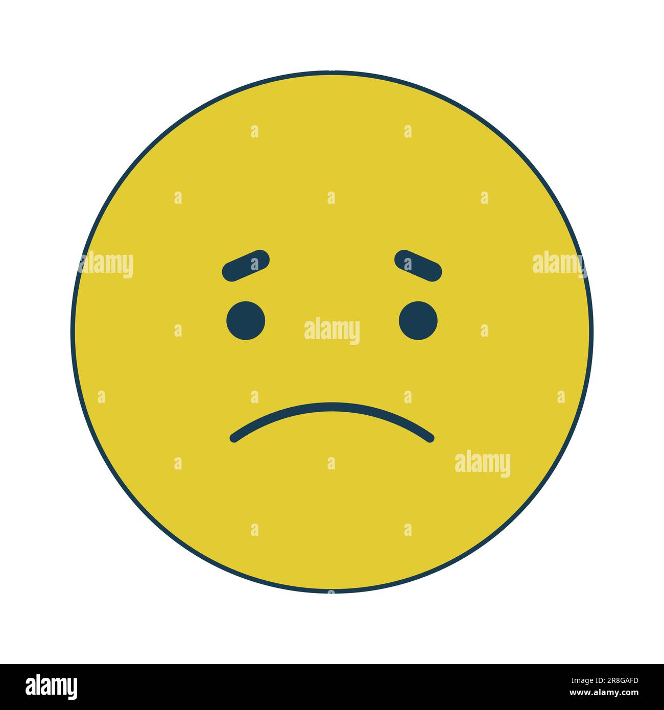 Sad yellow emoticon flat line color isolated vector icon Stock Vector ...