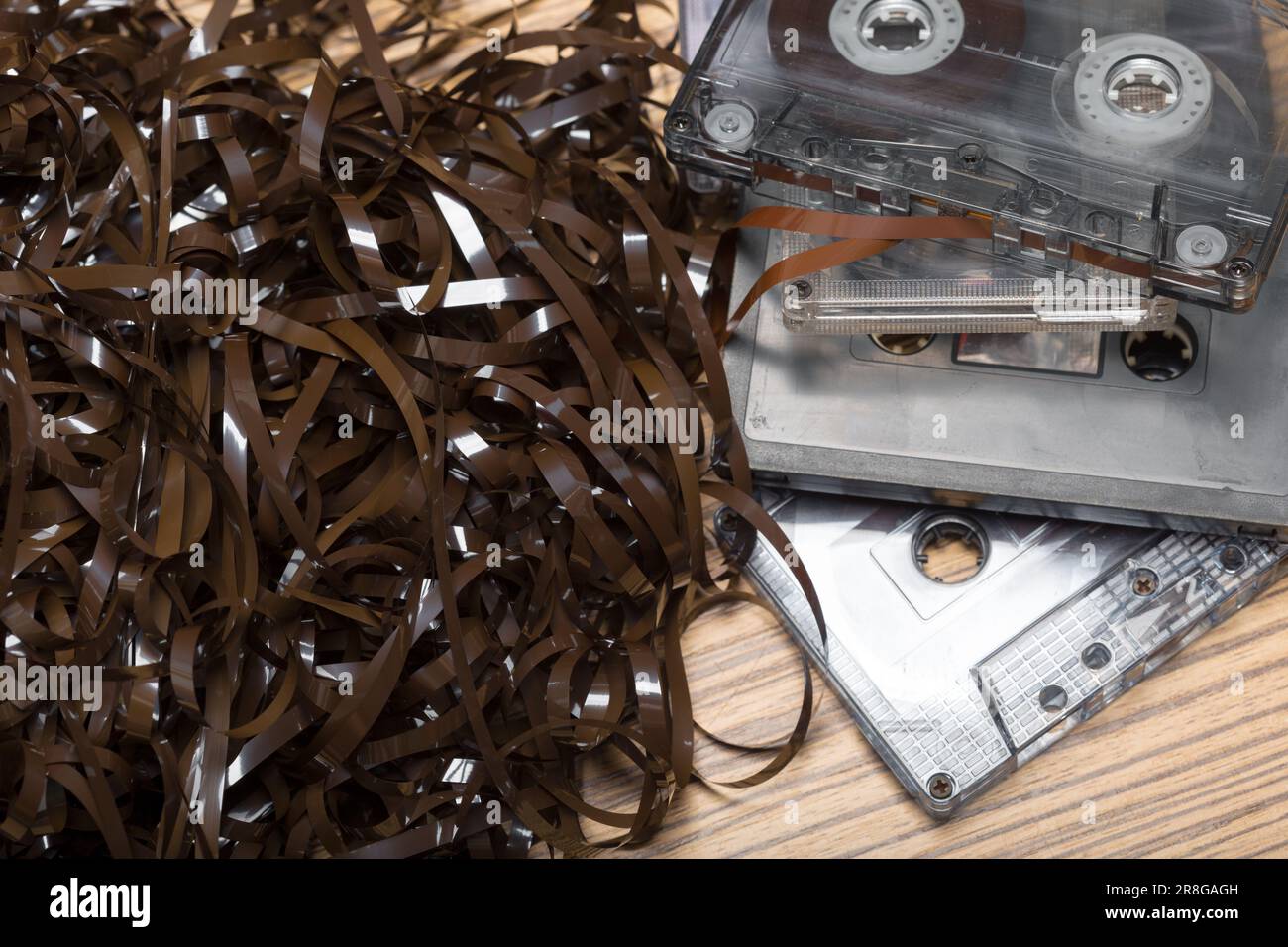 Cassette tape with pull-out tape Stock Photo - Alamy