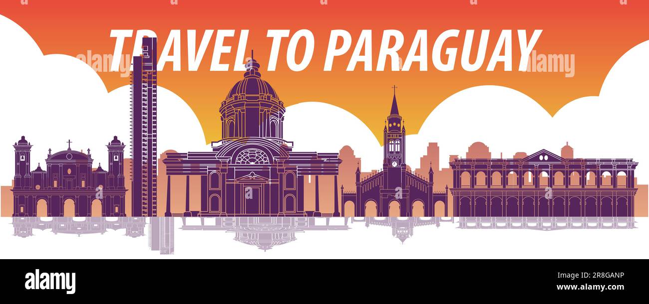 Paraguay famous landmark silhouette style with text inside,vector ...