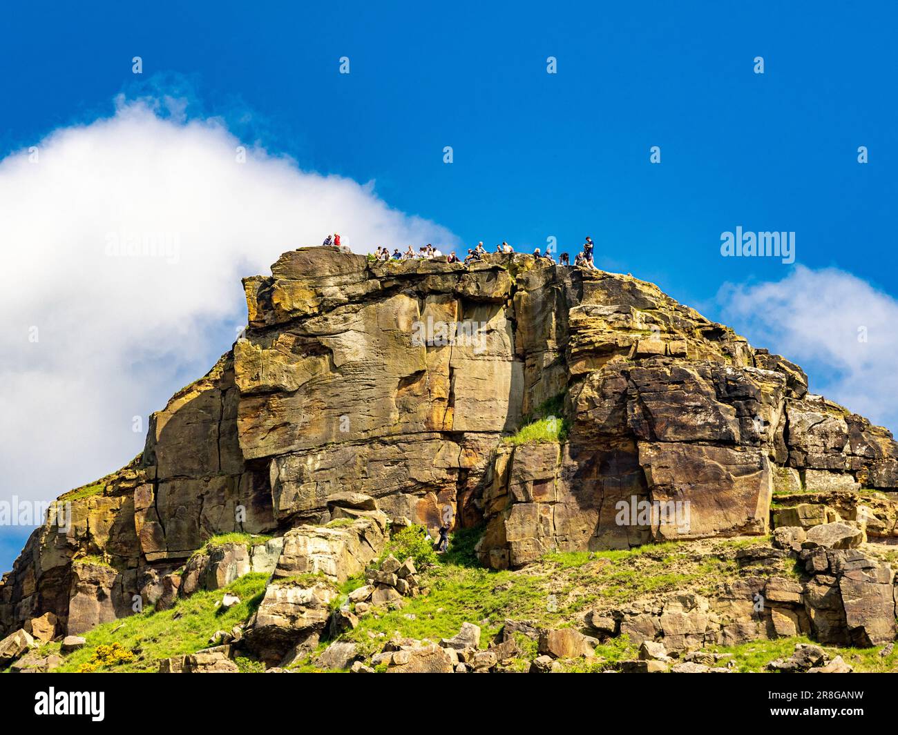 Visitors at the summit of Roseberry Topping, an iconic hill referred to ...