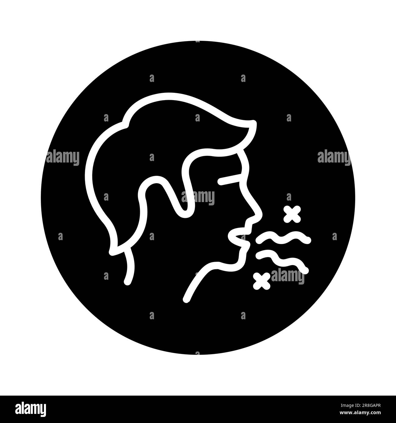 Bad smell from mouth color line icon. Isolated vector element. Outline ...