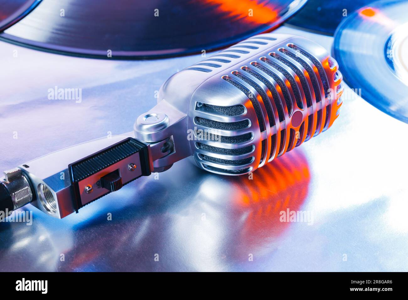 microphone and segment of vinyl record Stock Photo - Alamy