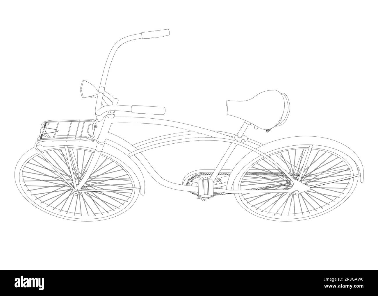 Outline vintage bicycle, vector. Black and white retro bicycle Stock ...