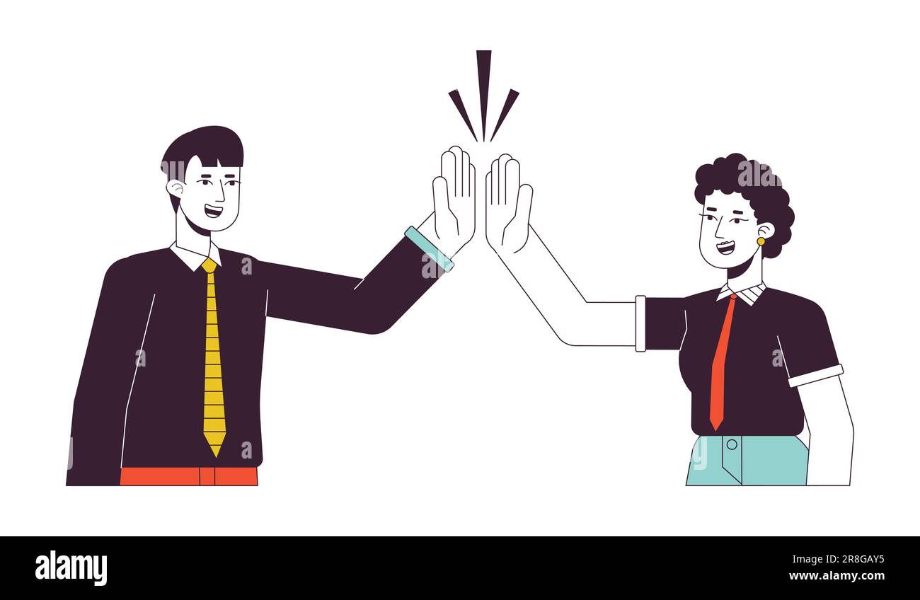 Corporate team building activity flat line concept vector spot ...