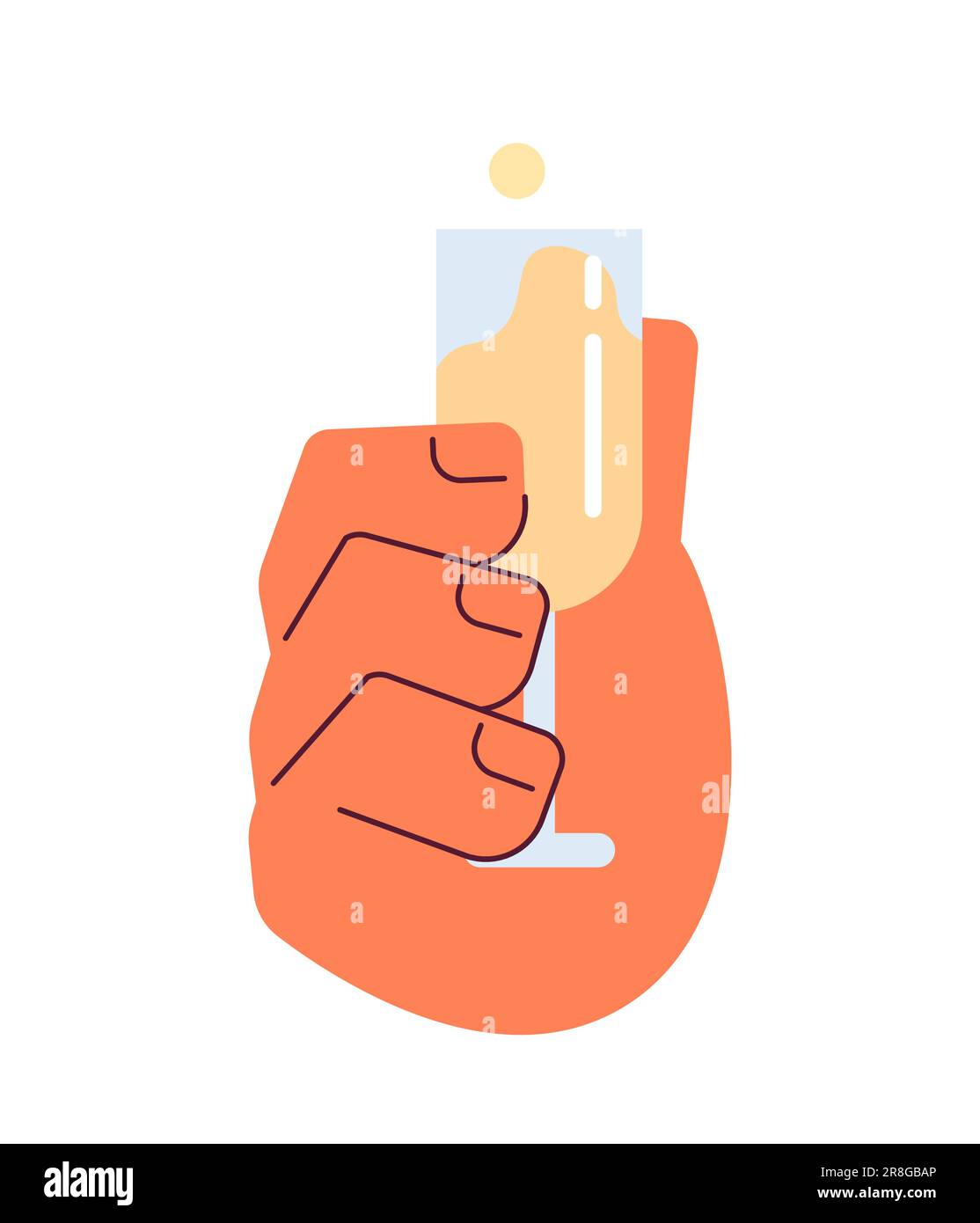 Caucasian hand toasting glass with sparkling wine semi flat colorful ...