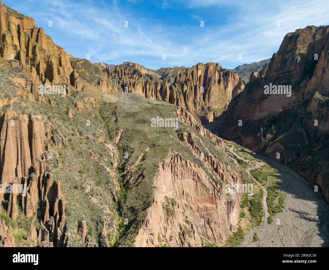 Aerial view of the beautiful Palca Canyon, a natural sight in the ...