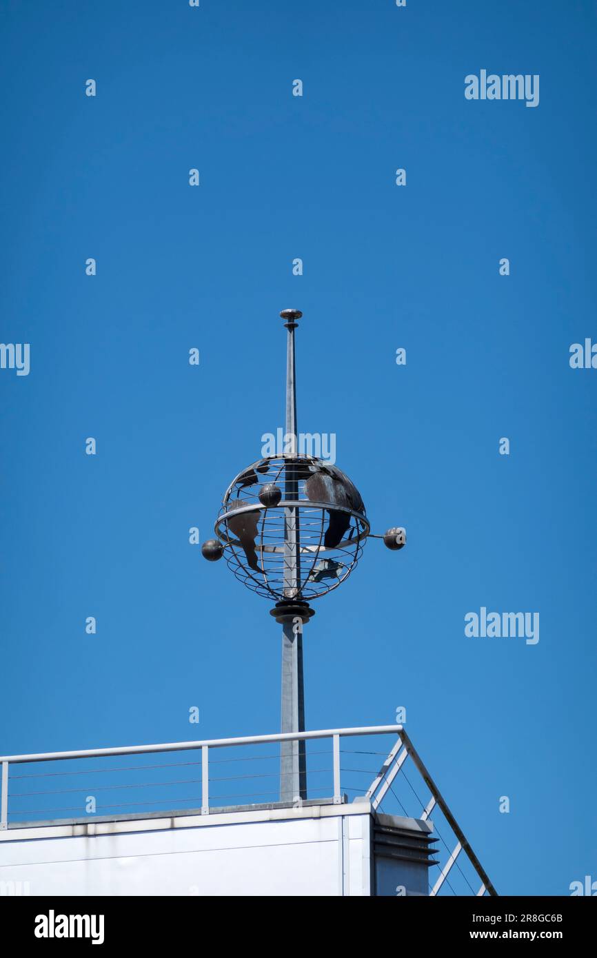 Metal sculpture of Earth on top of building, St Marks Street, Lincoln ...