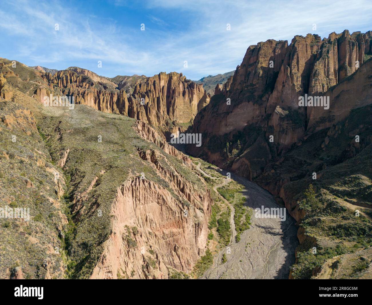 Aerial view of the beautiful Palca Canyon, a natural sight in the ...