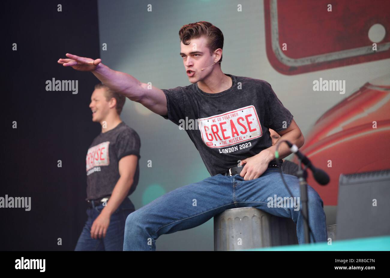London, UK. Solomon Davy in a performance of Grease the Musical at West ...