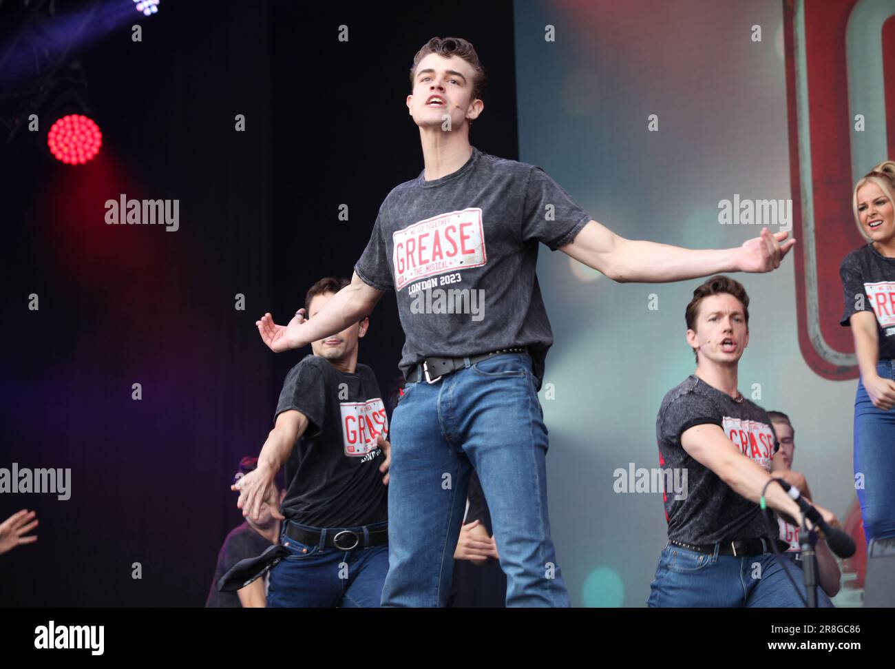 London, UK. Solomon Davy in a performance of Grease the Musical at West ...