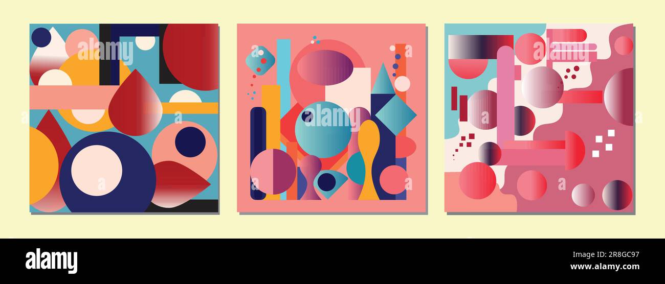 Neo Memphis poster collection. Abstract bold geometric shapes star ...