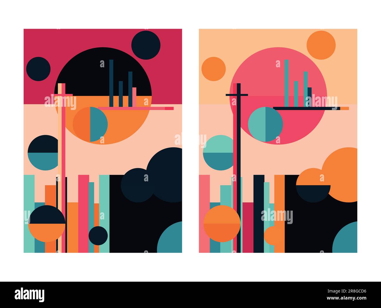 Neo Memphis poster collection. Abstract bold geometric shapes star triangle circle in elements ...