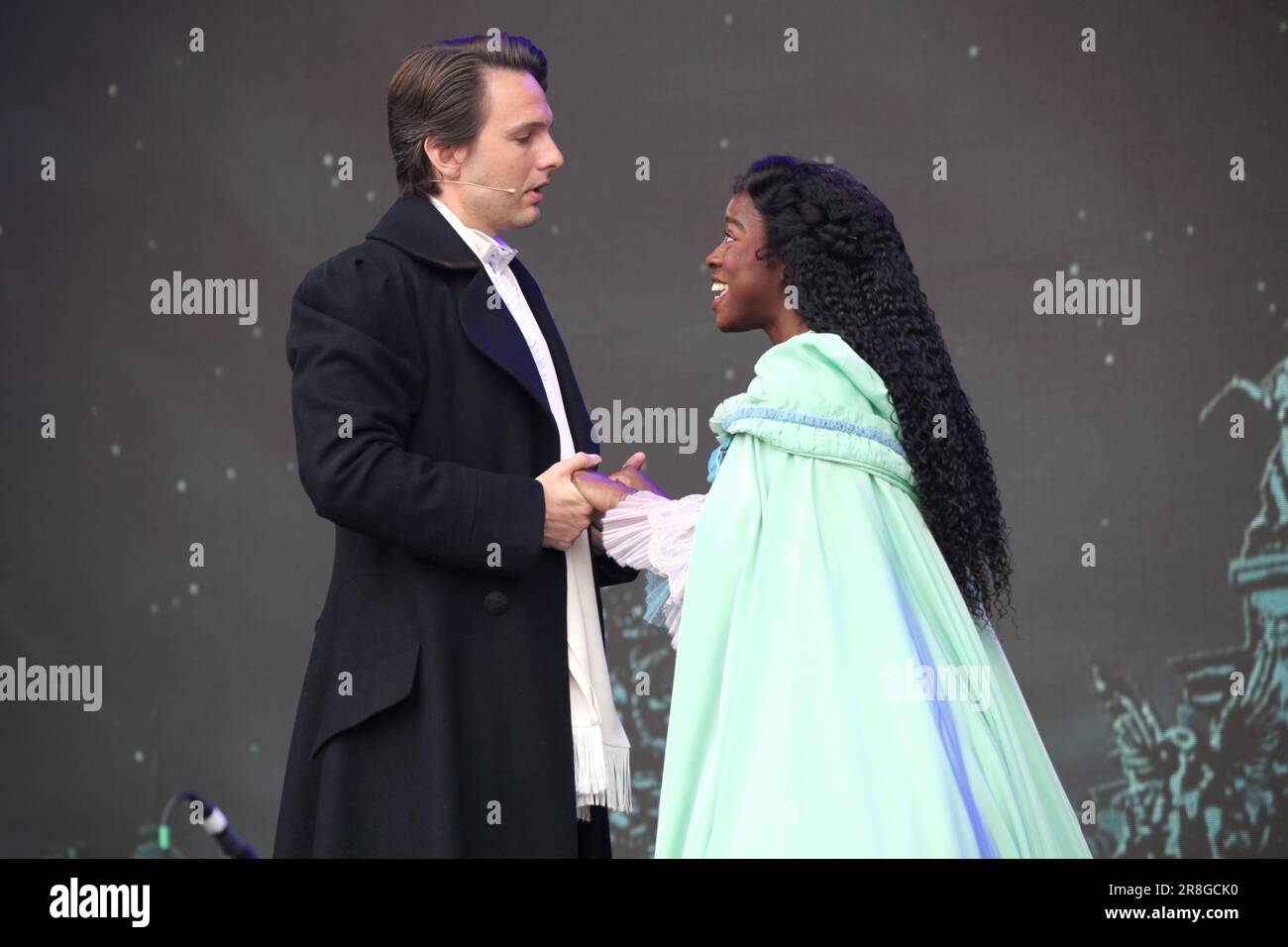 London, UK. Matt Baker and Paige Blankson in the musical Phantom of the ...