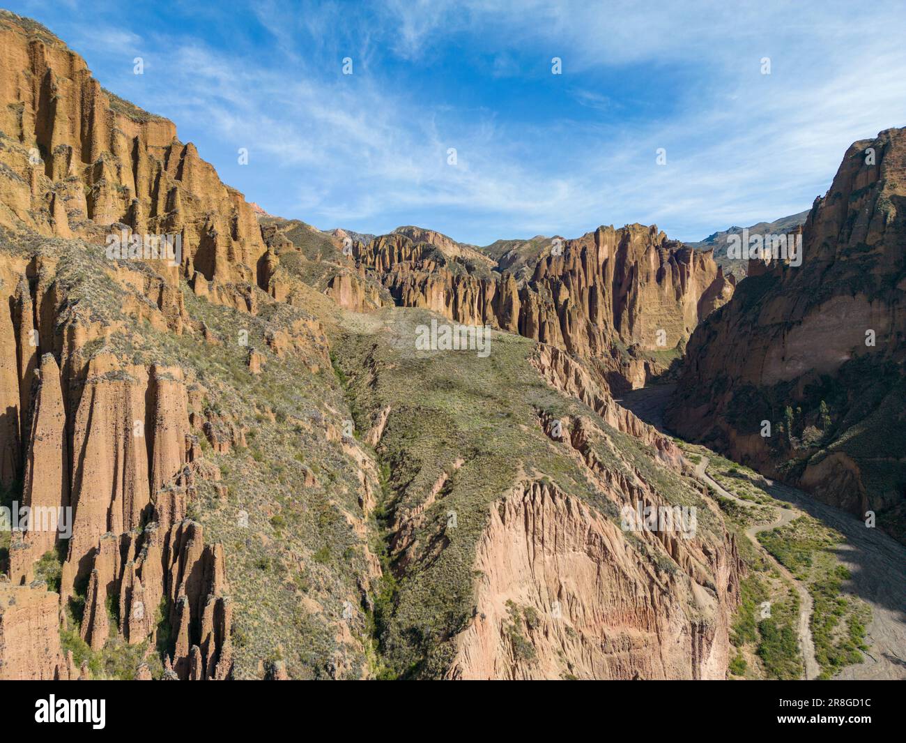 Aerial view of the beautiful Palca Canyon, a natural sight in the ...