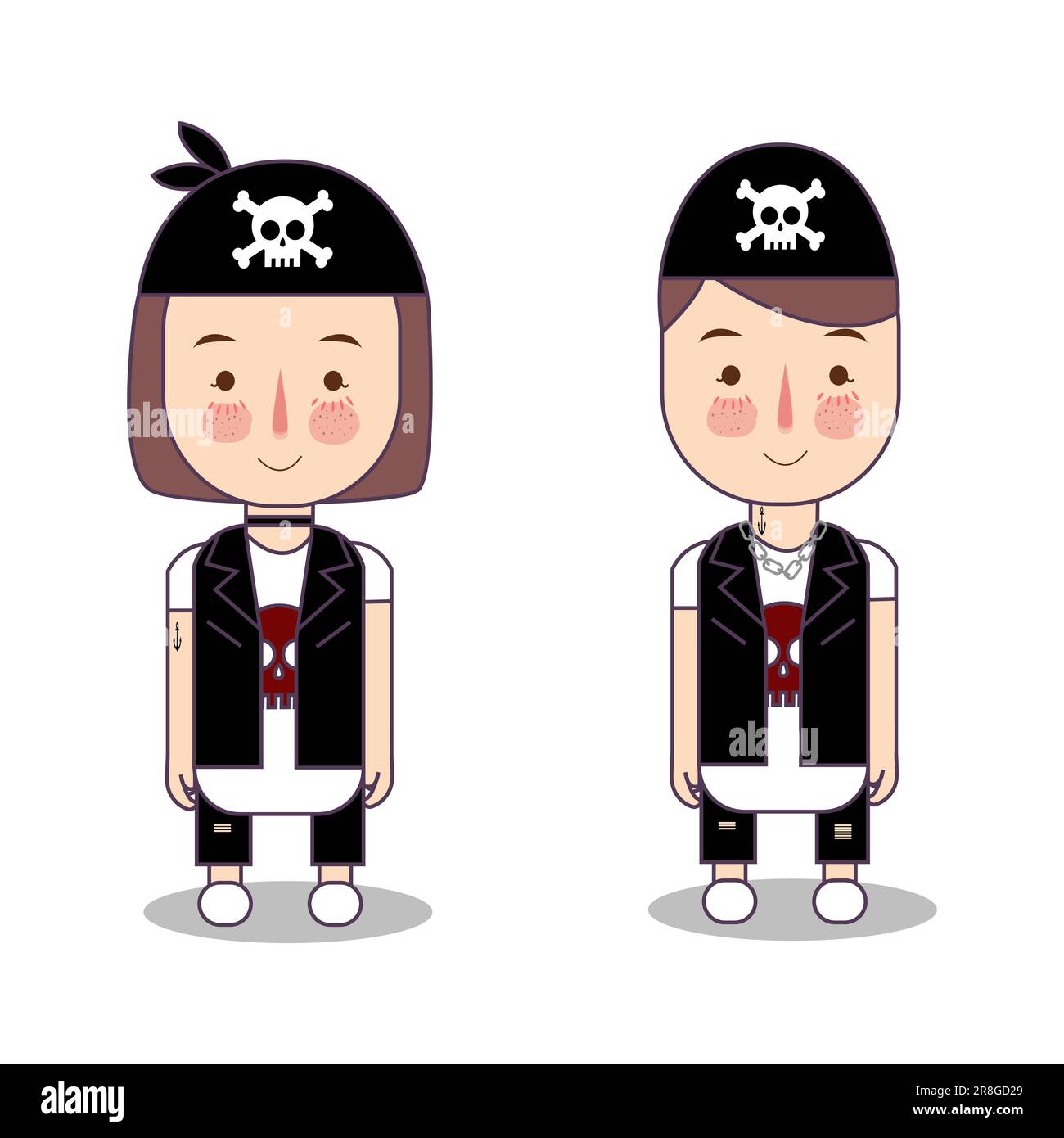 boy and girl gangster thug criminal clothes with headdress robber ...