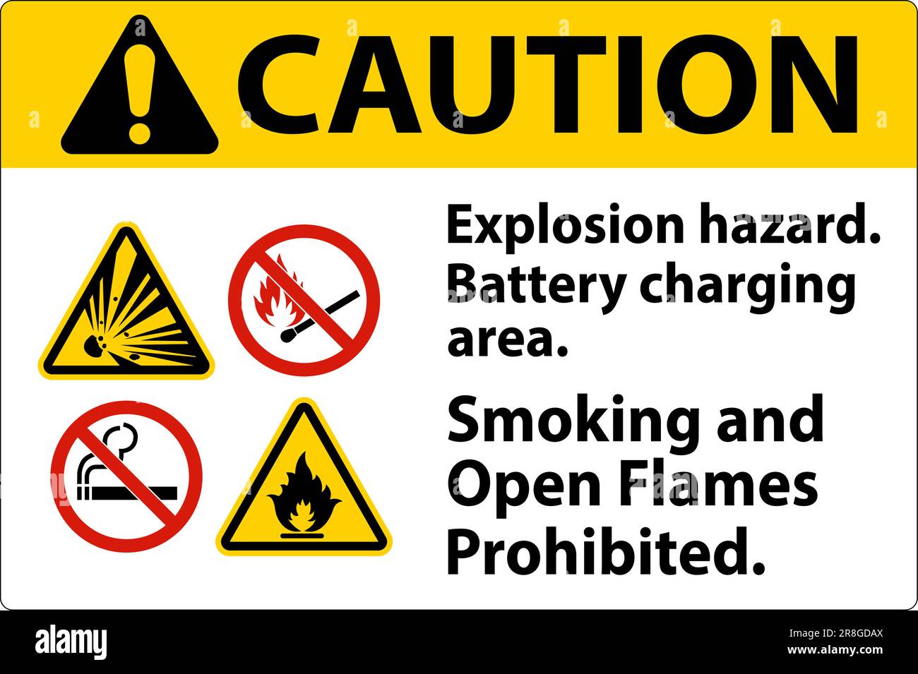 Caution Sign Explosion Hazard, Battery Charging Area, Smoking And Open ...