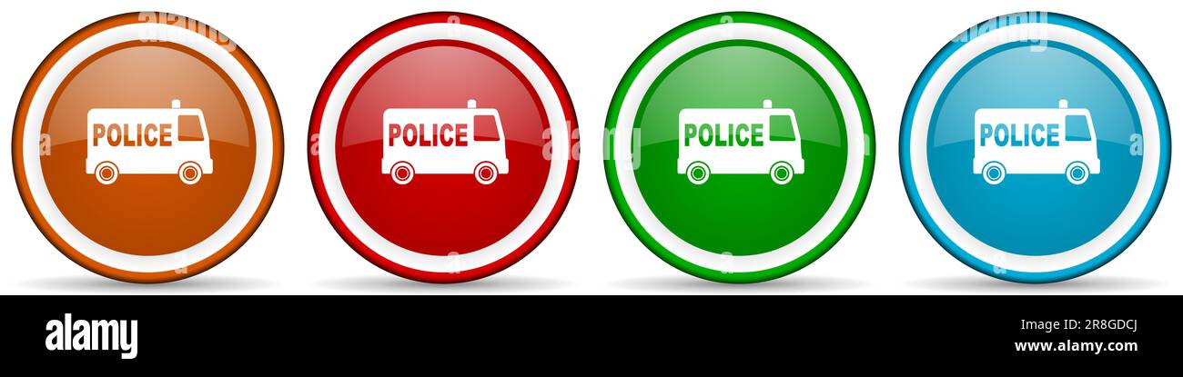 Police glossy icons, set of modern design buttons for web, internet and ...