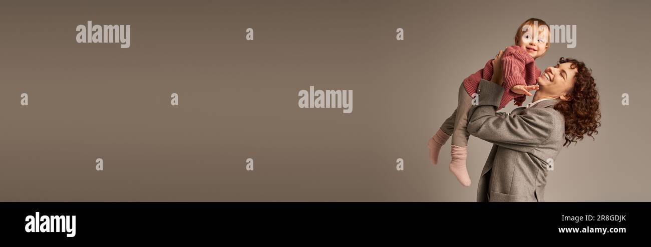 happy working mother, parenting and career, cheerful businesswoman ...