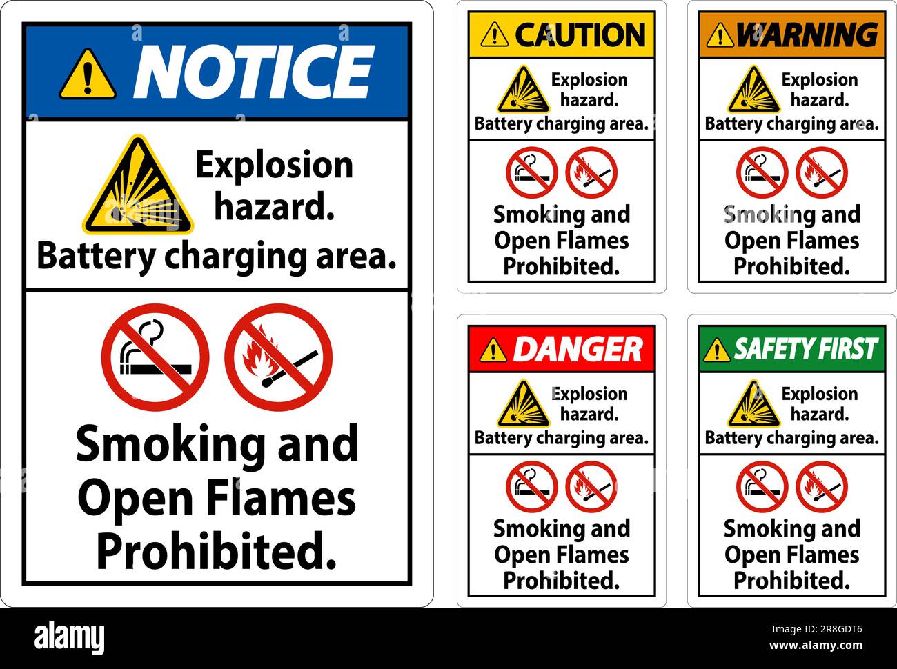 Danger Sign Explosion Hazard, Battery Charging Area, Smoking And Open ...