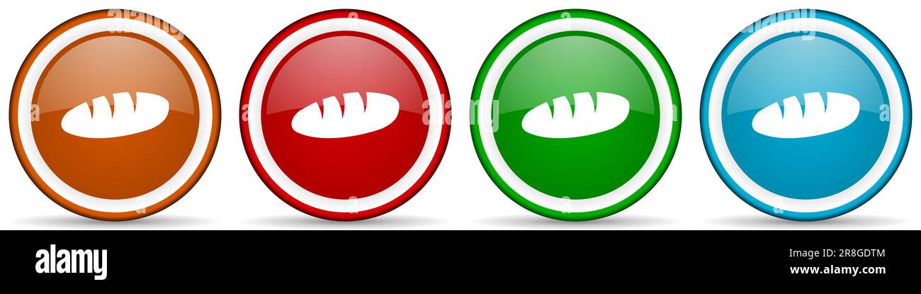 Bread glossy icons, set of modern design buttons for web, internet and ...