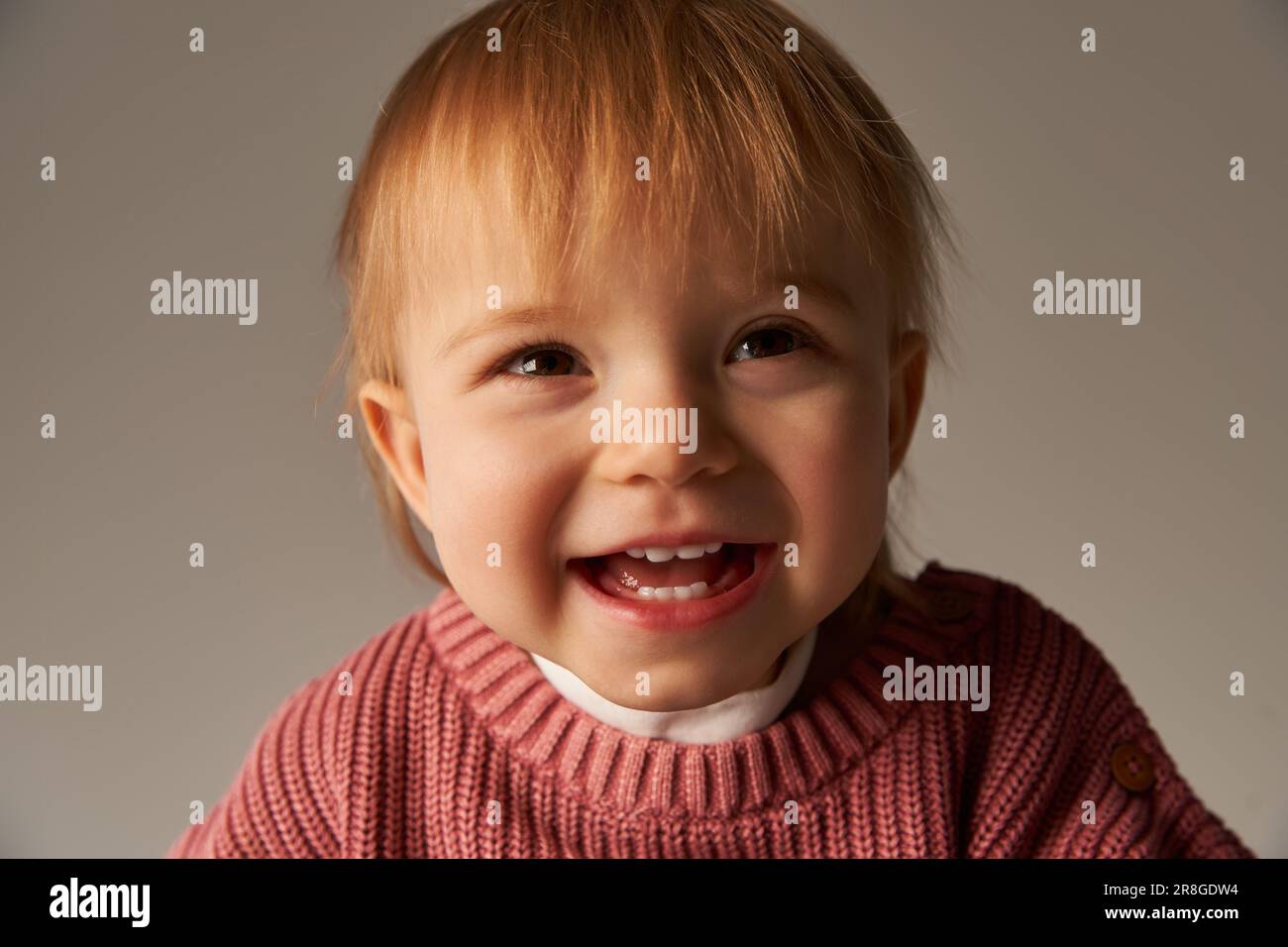 portrait of cute baby girl, toddler child, little kid in casual attire ...