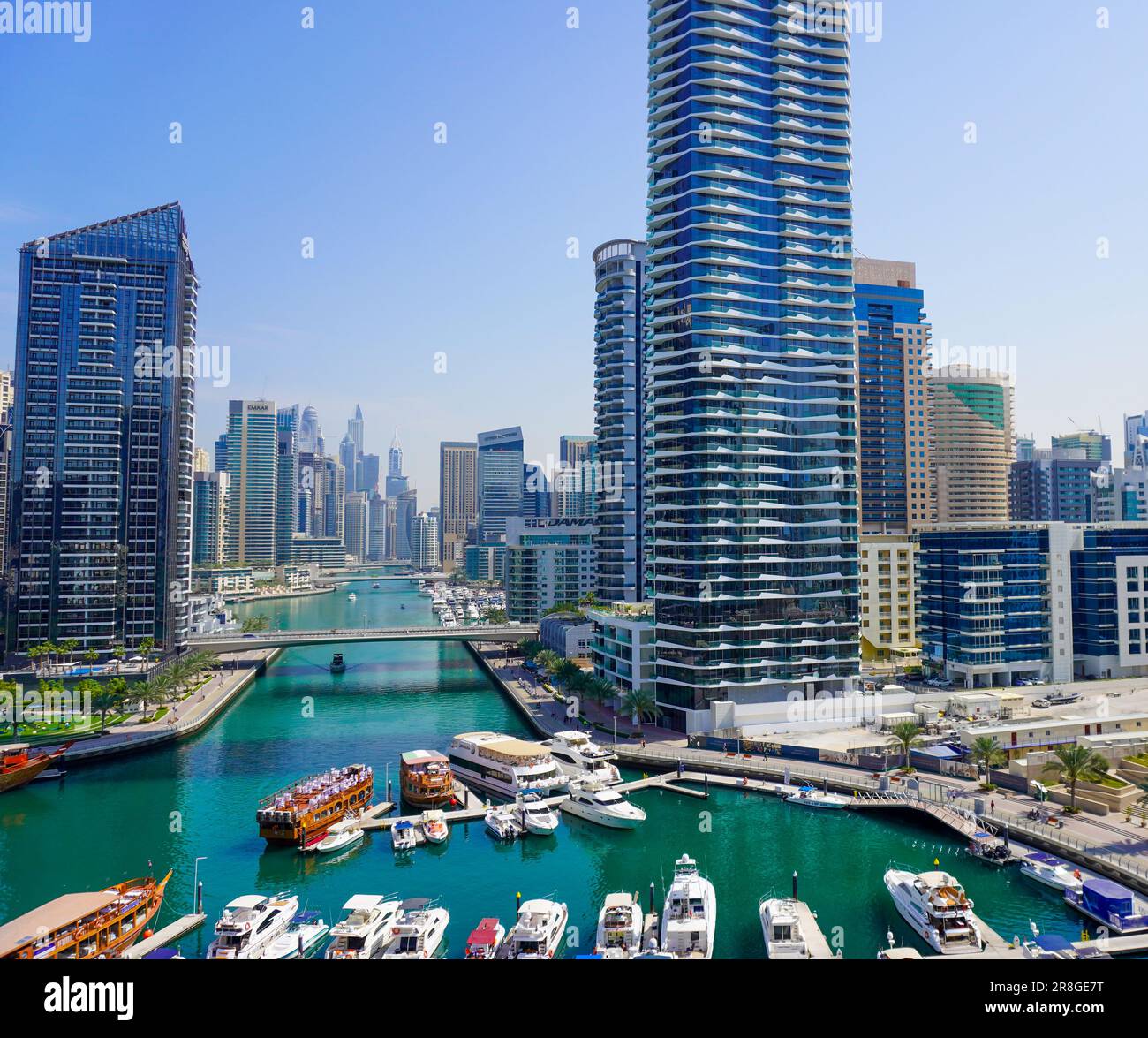 Dubai Marina in Dubai, UAE. View of the skyscrapers and the canal Stock ...