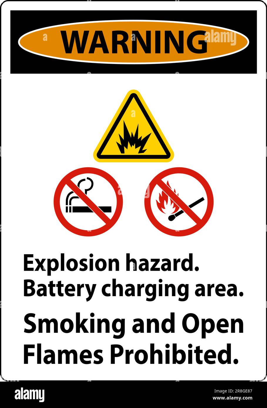 Warning Sign Explosion Hazard, Battery Charging Area, Smoking And Open ...