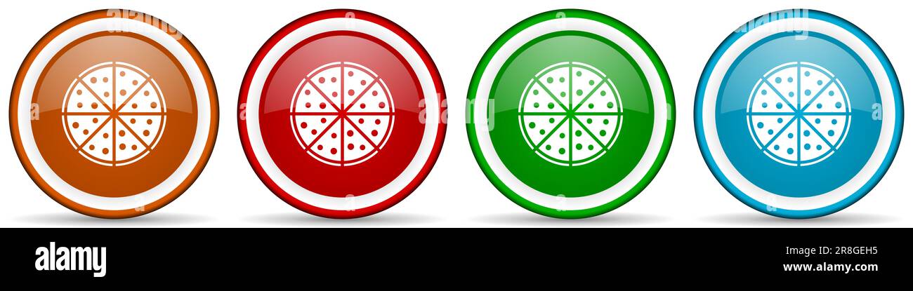 Pizza, food, restaurant glossy icons, set of modern design buttons for ...