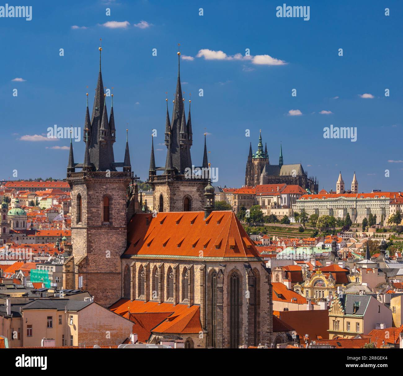 PRAGUE, CZECH REPUBLIC, EUROPE - Prague skyline including Church of Our ...