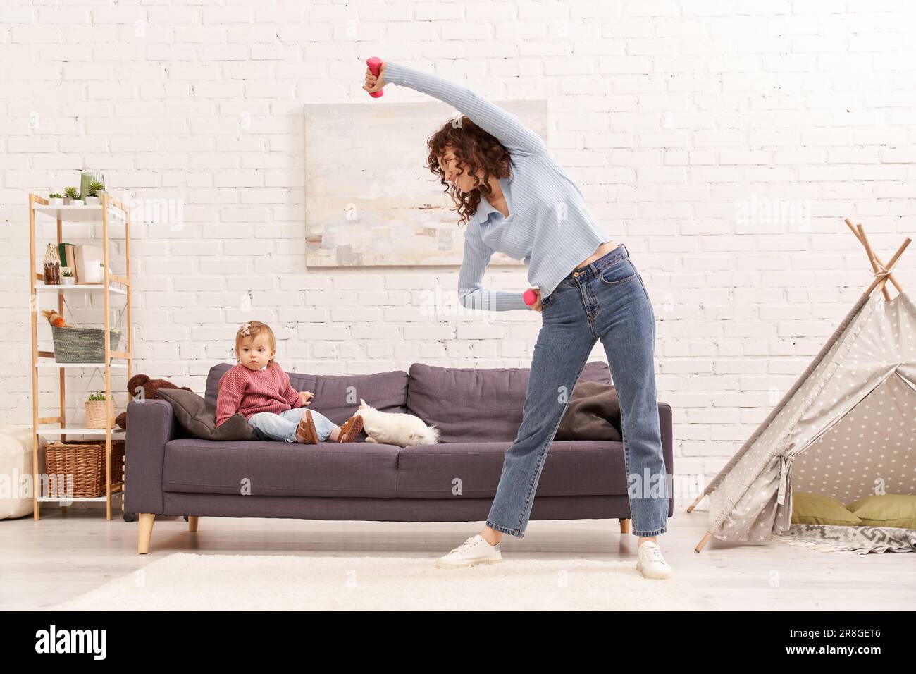 busy mom, modern parenting, working mother, balanced lifestyle, curly ...