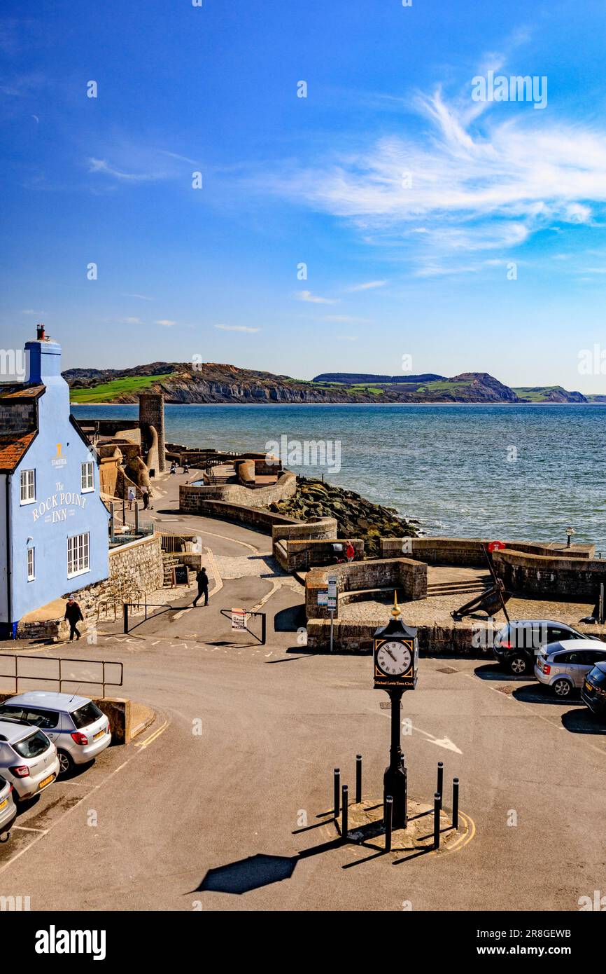 Looking eastwards towards Golden Cap from the Rock Point Inn at Lyme ...
