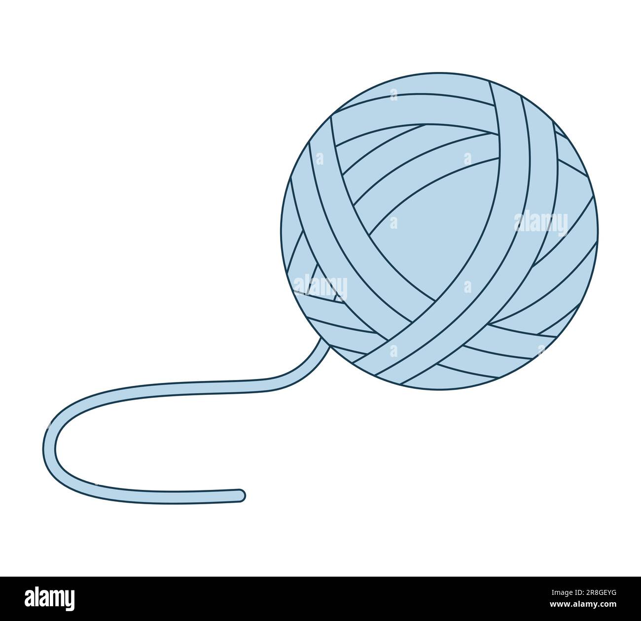 Woolen ball with thread flat line color isolated vector object Stock ...