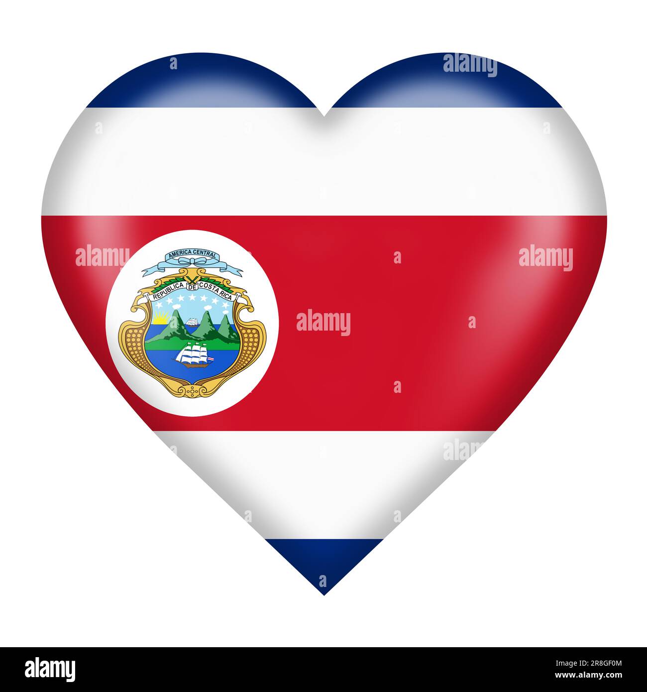 Costa Rica flag heart button with clipping path 3d illustration Stock ...