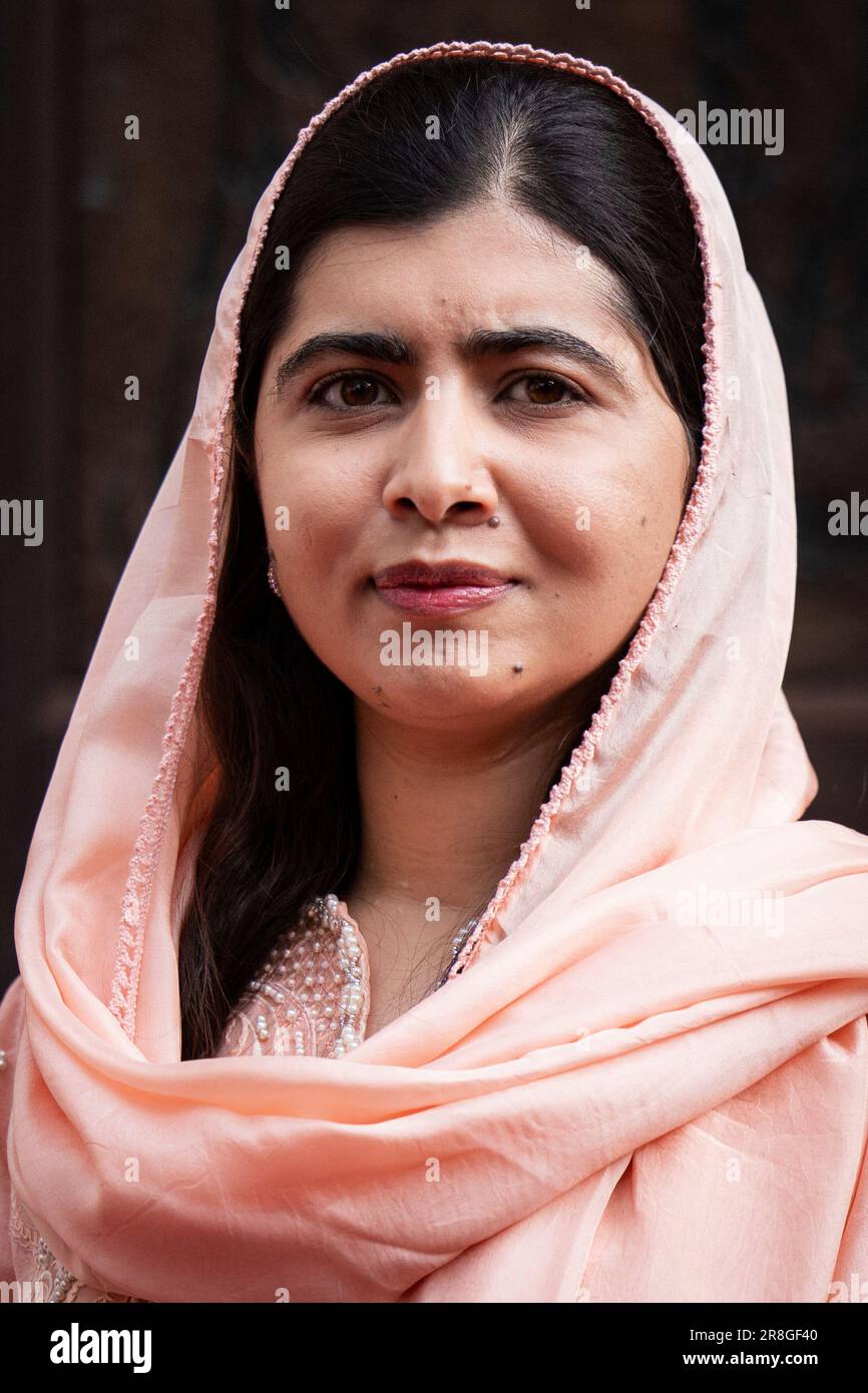 Malala Yousafzai poses for photographers upon arrival at the National ...