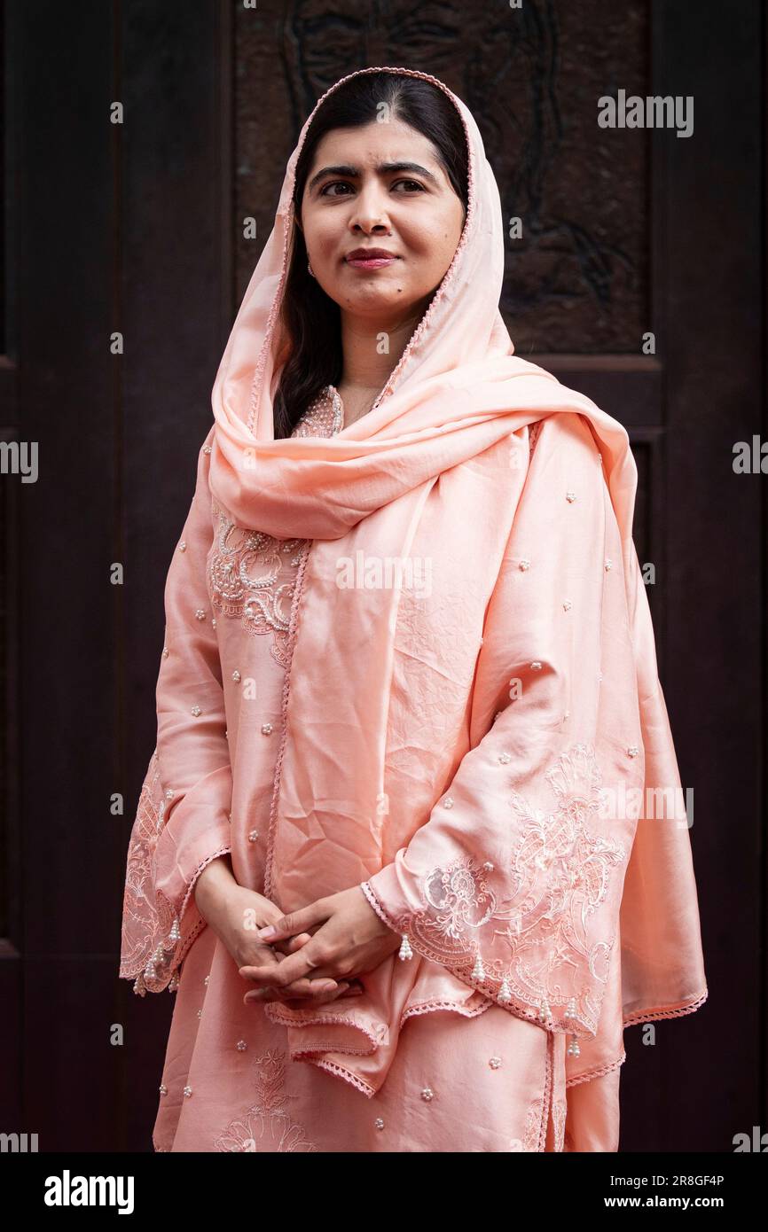 Malala Yousafzai poses for photographers upon arrival at the National ...