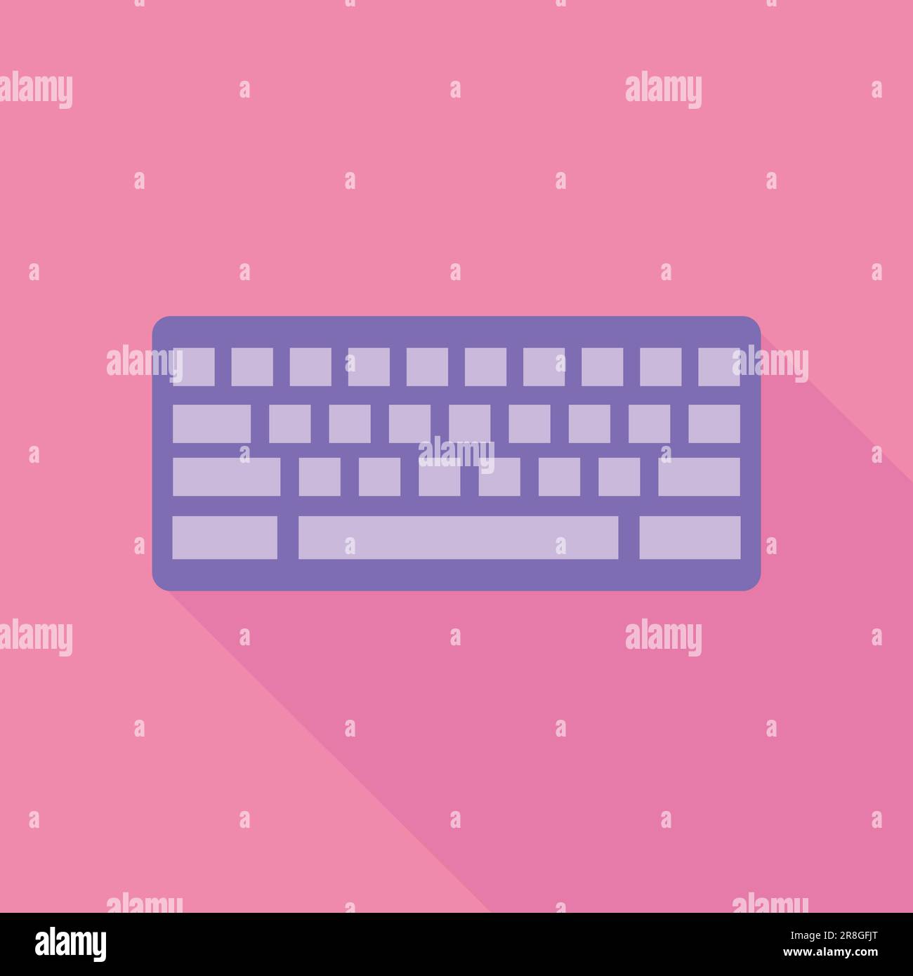 Purple Computer Keyboard Icon In Flat Style On Pink Background Vector Illustration Stock Vector