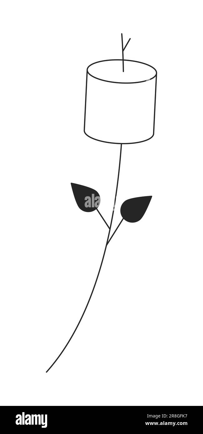 Marshmallow Stick Flat Monochrome Isolated Vector Object Stock Vector