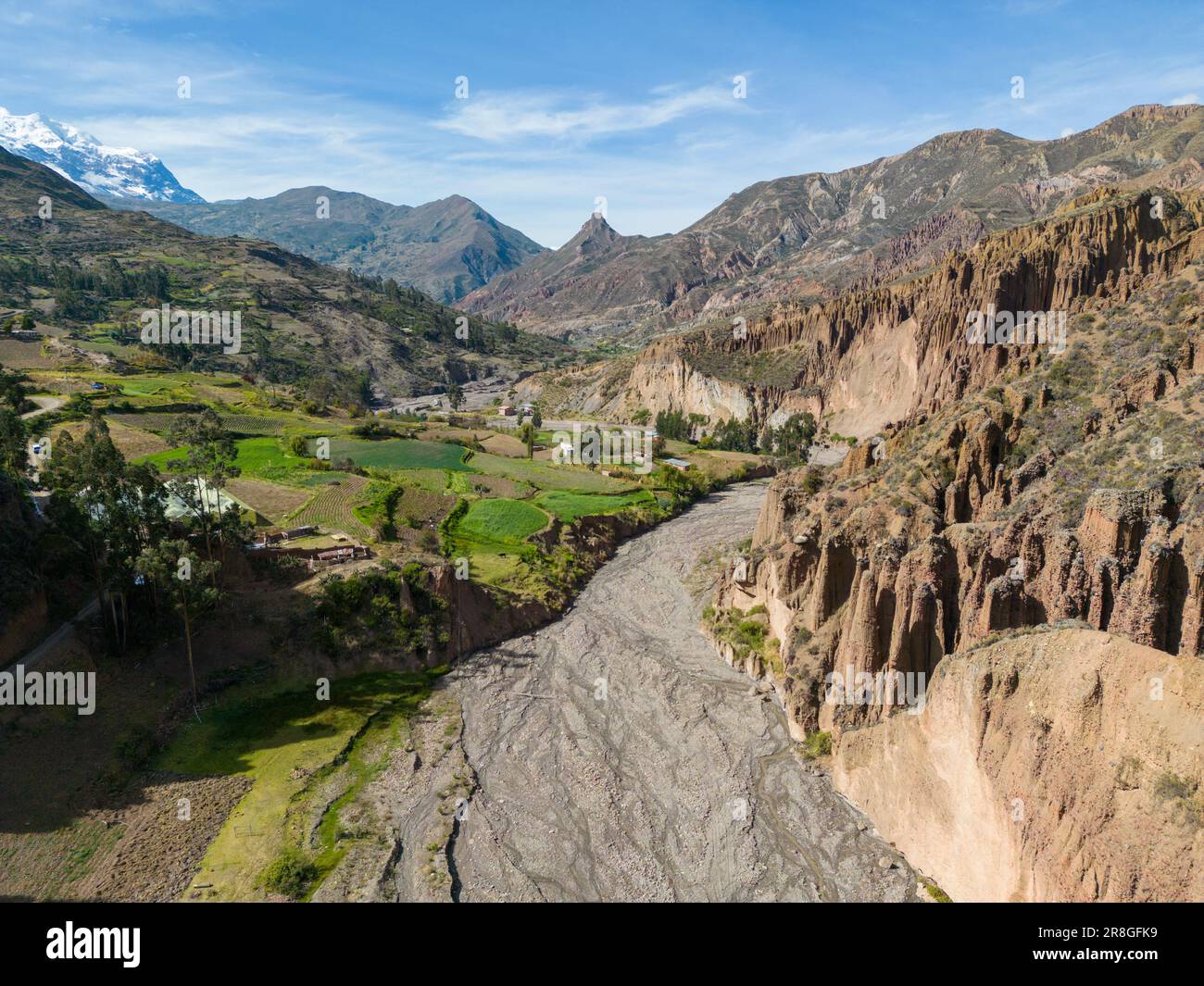 Aerial view of the beautiful Palca Canyon, a natural sight in the ...