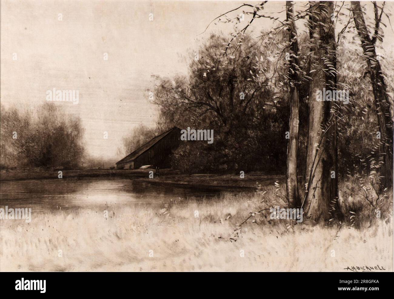 Mill Pond n.d. by Albion Harris Bicknell, born Turner, ME 1837-died ...